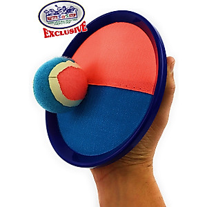 Matty's Toy Stop Deluxe Toss & Catch (Hook & Loop) Tropical Colors Paddle Game Set with 4 Paddles, 3 Balls & Storage Bag - Classic Outdoor Game, Perfect for The Beach, Backyard or in The House!