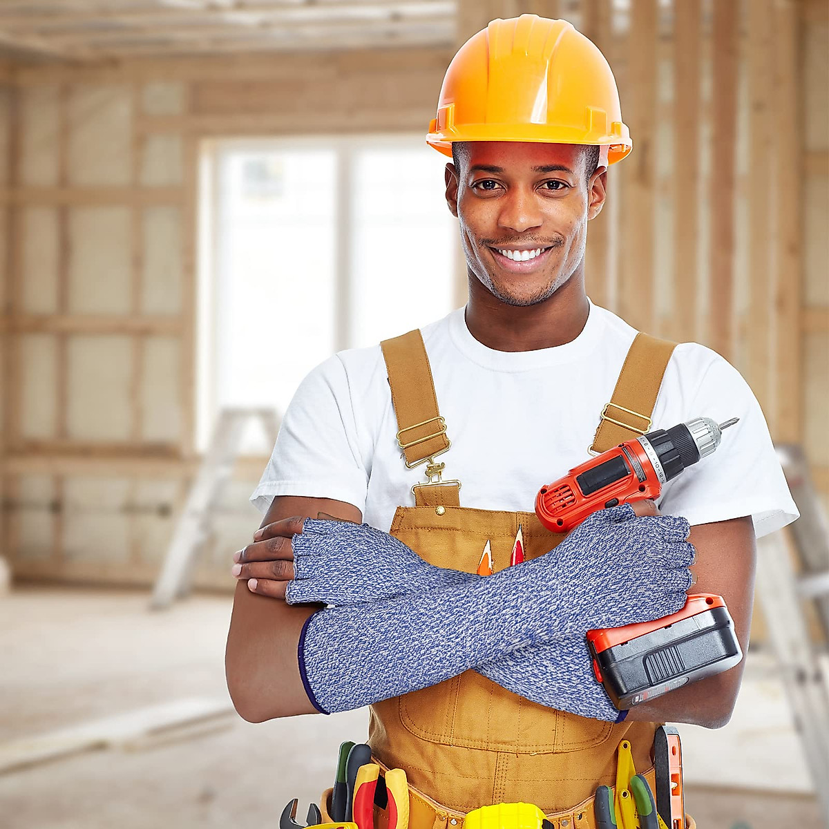 JenPen 3 Pairs Forearm Protective Sleeves with Fingers Cut Resistant Sleeve Arm Level 5 Protection thin skin Arm Protectors (Black, Gray, Blue)