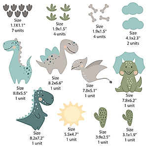 Dinosaurs Wall Decals Jurassic Dinos 24pcs for Kids Bedroom - Rooms and Stickers