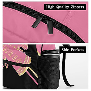 BigBigift Personalized Cheer Pink Black Cheerleaders Waterproof Backpack with Name Text for Women Men Gift, 12.2(L)x5.9(W)x16.5(H)inch