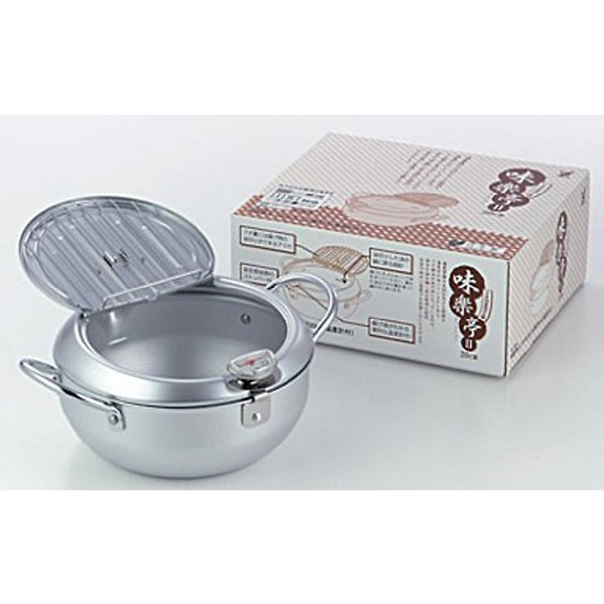 Yoshikawa SJ1024 Tempura Pot 7.9 inches (20 cm), Gas Fire, Induction Compatible, Made in Japan, With Thermometer and Lid