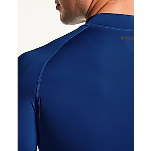 TSLA Men's UPF 50+ Long Sleeve Rash Guard, UV/SPF Quick Dry Swim Shirt, Water Surf Swimming Shirts, Basic Guard Navy, X-Large