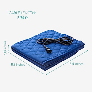 Navaris Electric Plate Warmer - 10 Plate Blanket Heater Pockets for Warming Dinner Plates to 165 Degrees in 10 Minutes - Thin Folding Design - Blue