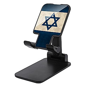 Vintage Israel Flag Foldable Desktop Cell Phone Holder Portable Adjustable Stand for Travel Desk Accessories