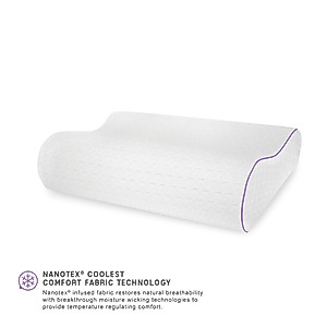 SensorPEDIC Temperature Regulating Coolest Comfort Contour Memory Foam Bed Pillow, 1 Count (Pack of 1), White
