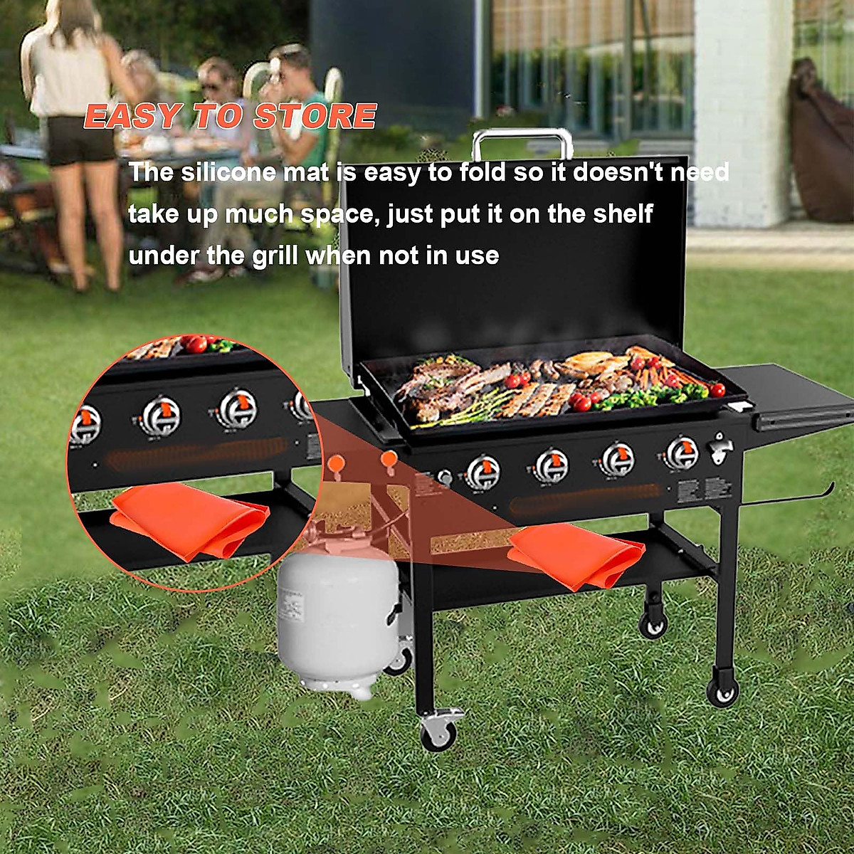 Griddle Mat for Blackstone 36/28/22 Inch,Reusable Food Grade Silicone Griddle Mat for Blackstone,All Season Outdoor Protective Grill Mat (22 Inch)