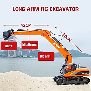 QIYHBVR 15 CH Super Long Robotic Arm Remote Control Digger,Toy Digger Remote Control Engineering Sand Digger Construction Vehicle Toy RC Excavator Toy Cars for Kids