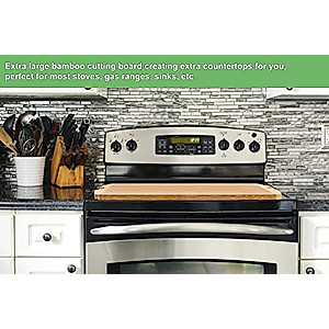 22 x 12 Extra Large Bamboo Cutting Board XXXL for Kitchen with Juice Groove Pour Spout & Handles and Heavy Kitchen Chopping Carving Board for Meat, Turkey, BBQ, Vegetables