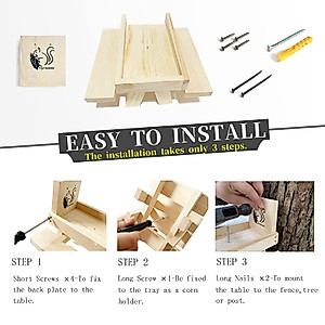 Squirrel Feeder for Outside and Garden, Funny Squirrel Picnic Table Feeder with Corn Cobs Holder and Peanut Tray, Squirrel Gifts for Squirrel and Chipmunk Lovers, Easy to Install