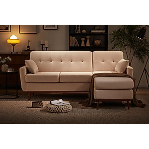 Weture 80" L Shape Couch with Extended Convertible Chaise, Comfy Sectional Couches for Living Room, 3 Seater Couch L Shaped Sofa for Small Spaces(Linen-Beige)