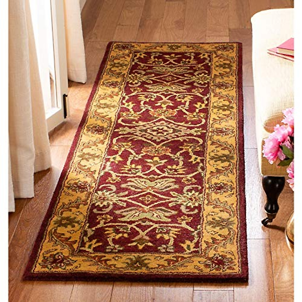 SAFAVIEH Golden Jaipur Collection 2'3" x 4' Green / Rust GJ250A Handmade Traditional Premium Wool Accent Rug