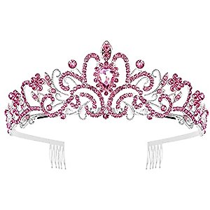 AOPRIE Purple Tiaras and Crowns for Women Girls Princess Crystal Crown with Combs Women's Headbands Bridal Wedding Prom Birthday Party Headbands for Women Pink Silver