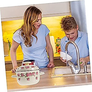 DOITOOL 1pc Amphora Enamel Pot Casserole Dish with Lid Korean Grill Pan Stovetop Grill Pan Candle Melting Pot Ramen Pot Ceramic Stew Pot Soup Stew Pot Home Soup Pot Kitchen Supplies Food