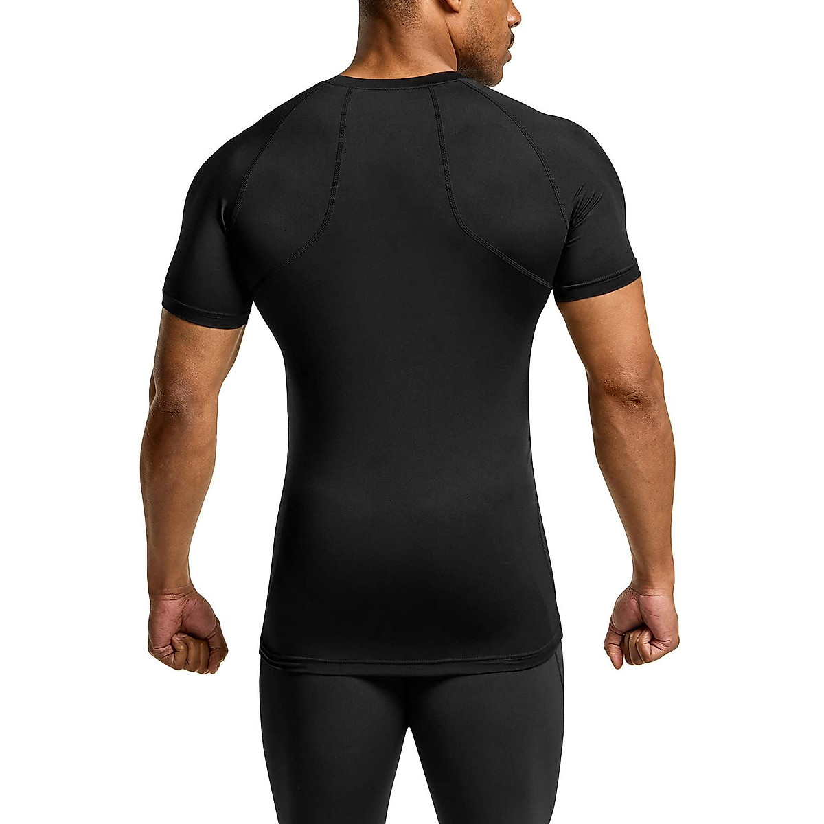 ATHLIO Men's Cool Dry Short Sleeve Compression Shirts, Sports Baselayer T-Shirts Tops, Athletic Workout Shirt, 3pack Tops Black/Black/Black, X-Large