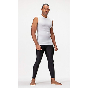DEVOPS 3 Pack Men's Athletic Compression Shirts Sleeveless (Large, White/White/White)