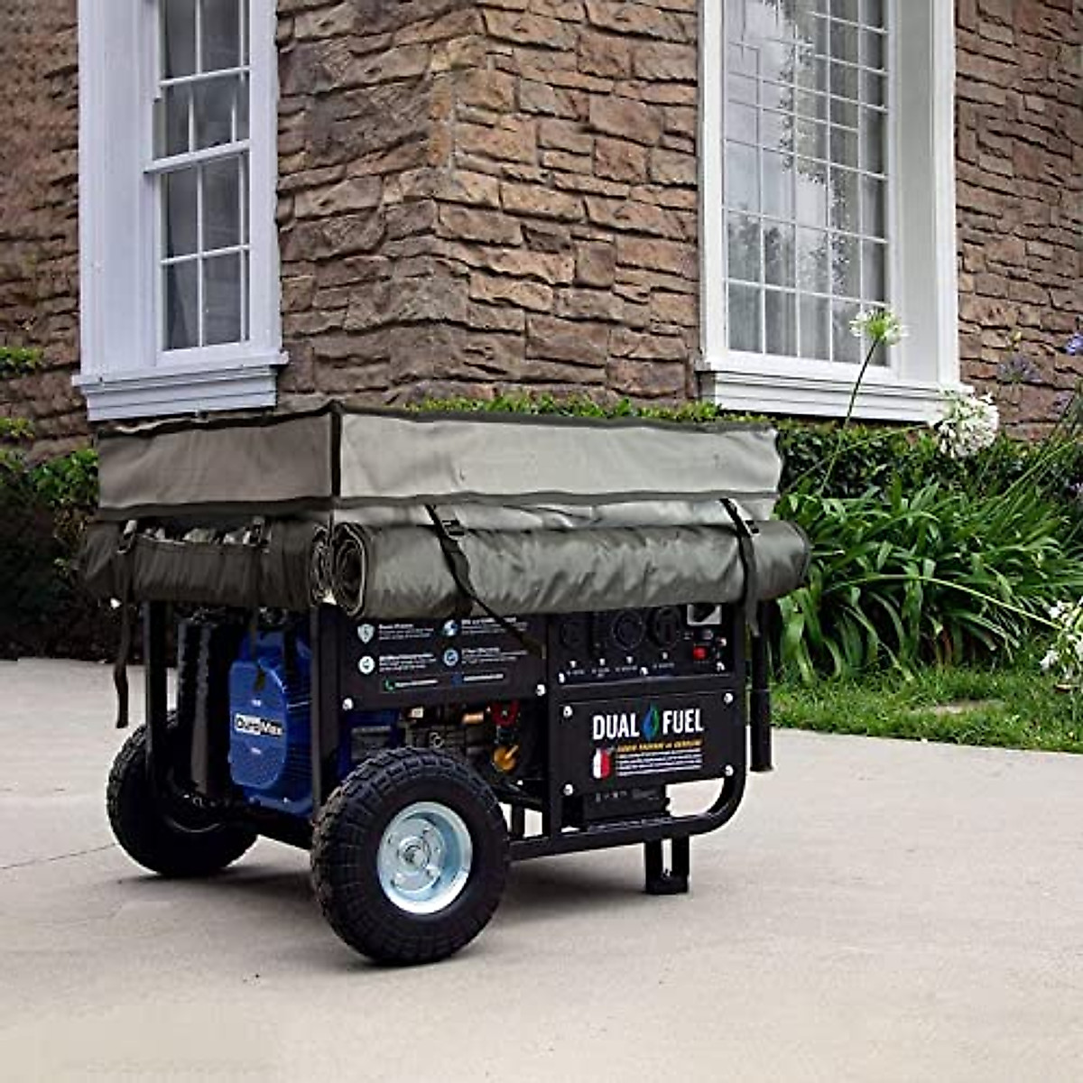 GEHENG Generator Running Cover,100% Waterproof Generator Cover,With Stand,Universal Kit,Fits Most 5500W-15000W Framed Generators,for Westinghouse, Champion, DuroMax, Generac and More,38"x28"x25",grey.
