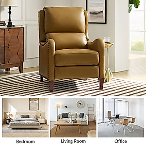 HULALA HOME Leather Recliner Chair Set of 2, Modern Push Back Recliner Armchair with Adjustable Backrest & Footrest,Comfy Upholstered Lazyboy Single Sofa for Home Theater Bedroom Living Room, Camel