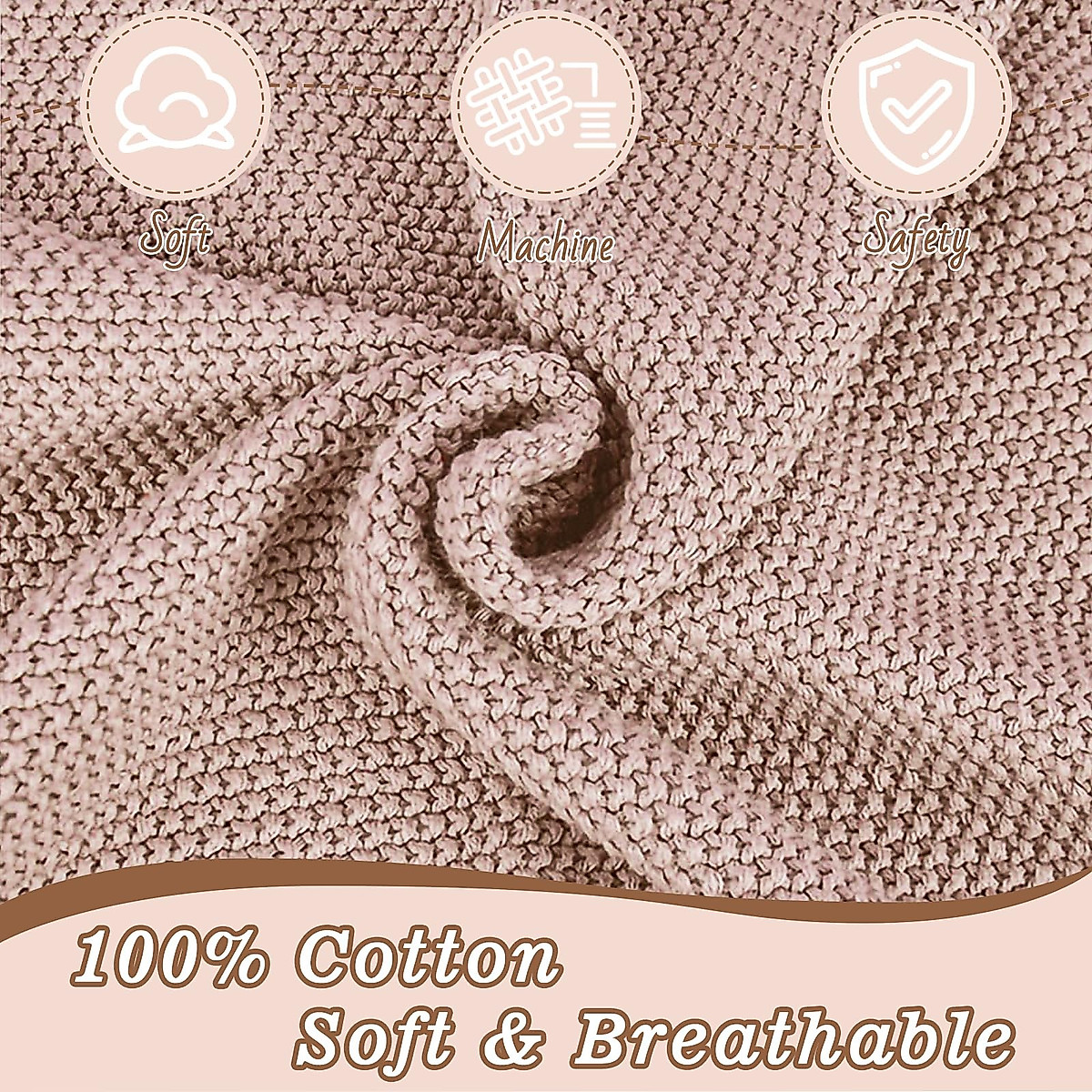 YOYI YOYI Cotton Baby Blanket Toddler Blankets Soft Warm Breathable Nursery Swaddling Blankets for Girls and Boys Receiving Blanket for Crib, Stroller, car31x40 inches (Dusty Rose)