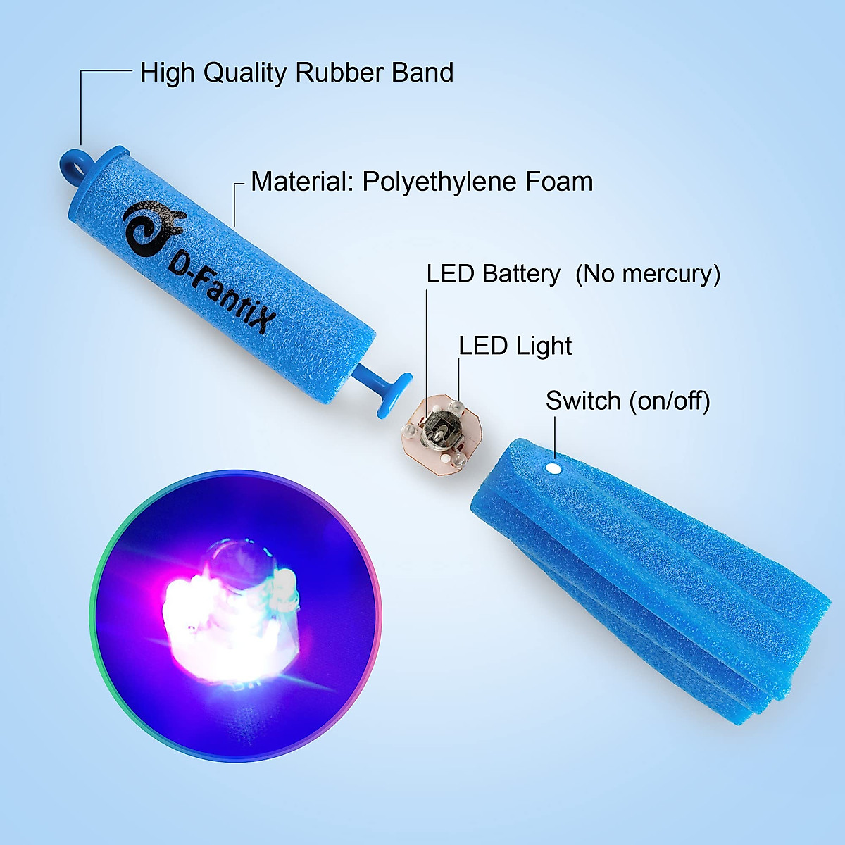 D-FantiX Slingshot Finger Rockets Toys for Kids, 6 Pack LED Foam Rocket Launcher Toys, Flying Light Up to 100 Feet, Bulk Outdoor Activities Party Favor Toy Easter Basket Stuffers for Boys Girls Age 3+