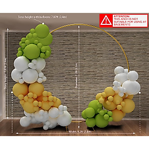 YALLOVE Round Balloon Arch Kit, 7.2 Feet Balloon Hoop Stand, Gold Metal Balloon Circle Frame, Big Size Backdrop Stand for Birthday, Wedding, Baby Shower, Grad Party Decoration