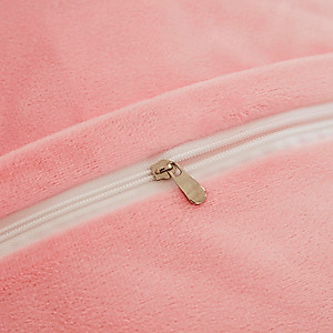 JAUXIO Faux Fur Fluffy Body Pillow Cover Luxury Striped Plush Decorative Body Pillowcase, Ultra Soft and Cozy Zipper Closure 21 x 54 Inches, Pink