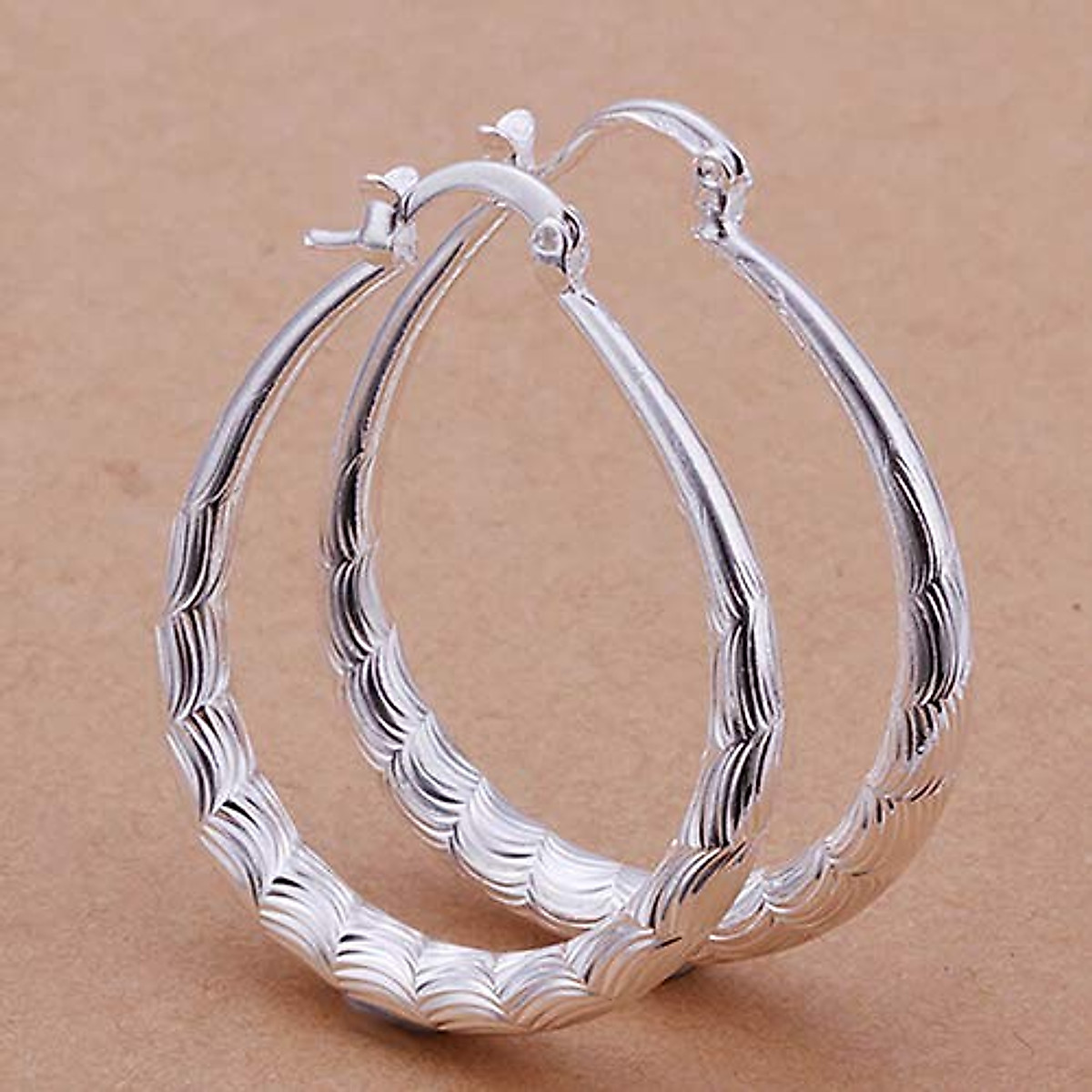 Lucare Women's 925 Sterling Silver U Shape Hollow Hoop Dangle Earrings Jewelry Gift 1
