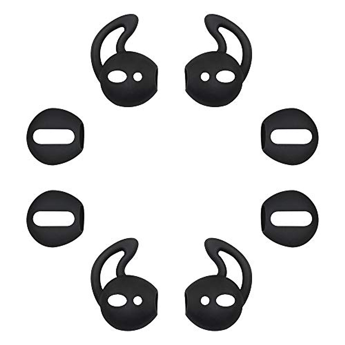 JNSA 4 Pairs Hooks and Covers Earpads for AirPods,[Fit in Case] AirPods Buds Tips 2 Pairs & [Anti Slip] Earhooks AirPods Earbuds Hooks Tips 2 Pairs,Black22