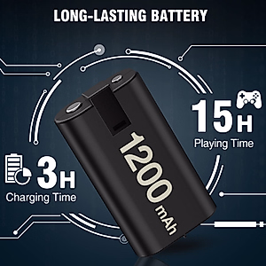 Charger for Xbox One Rechargeable Battery Pack, Charger Station for Xbox One Controller Battery Pack, Xbox One Accessories with 4×1200mAh Xbox Battery Pack for Xbox Series X|S/Xbox One S/X/Elite