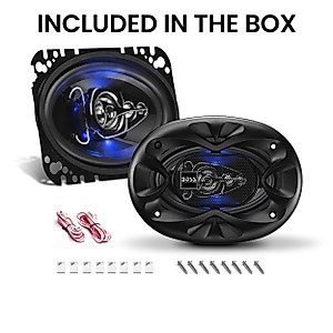 BOSS Audio Systems BE464 Rage Series 4 x 6 Inch Car Stereo Door Speakers - 250 Watts Max, 4 Way, Full Range, Coaxial, Tweeters, Sold in Pairs