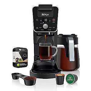 Ninja CFP201 DualBrew 12-Cup Drip Single-Serve Coffee Maker (Renewed) Bundle with Premium 2 YR CPS Enhanced Protection Pack