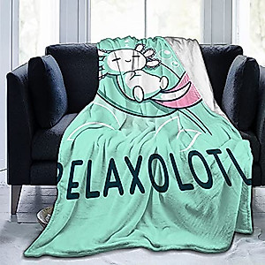 Relaxolotl Funny Cute Axolotl Blankets Cozy Lightweight Soft Blankets and Throws for Sofa,50"x40"Anti-Pilling Flannel Cozy Blankets for Women Man Gift Adults Kid