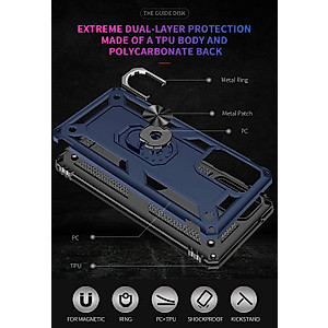 for Samsung A52 Case, Galaxy A52 Case with HD Screen Protector, Military-Grade Ring Holder Kickstand Car Mount 15ft Drop Tested Shockproof Cover Phone Case for Samsung Galaxy A52, Blue