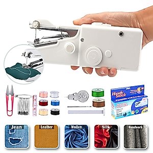 Mini Portable Handheld Sewing Machine Cordless Stitching Kit with Tape Measure - Comfortable & Easy to Use for Kids/Beginners - Quick Repairing & Suitable for Home Travel Use