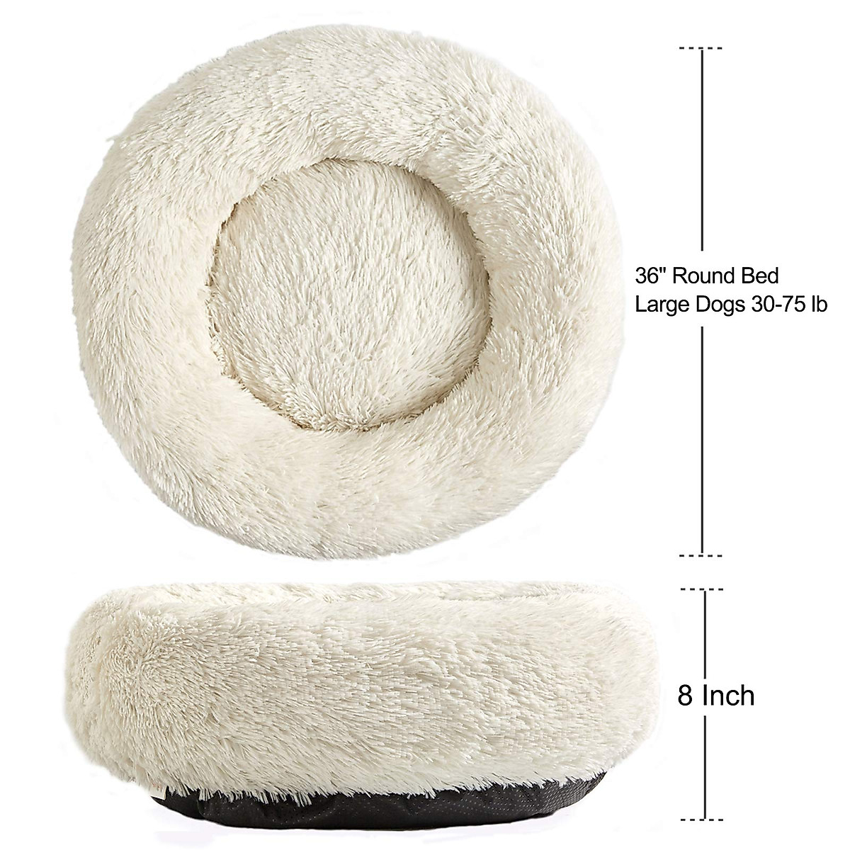 Washable Dog Round Bed Large, Donut Dog Bed Large Dog, Comfy Dog Calming Cuddler Bed