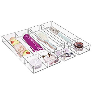 iDesign Clarity Plastic Drawer Organizer, Storage Container for Silverware, Utensils, Kitchen Gadgets in Pantry, Cabinets, Countertops, 4" x 12" x 2" - Clear