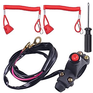 JINGKE 7/8" 22mm Handlebar 2 Wire Tether Kill Switch Apply to Taotao 110cc 125cc Dirt Pit Bike ATV 4 Wheeler Quad Trail Bike
