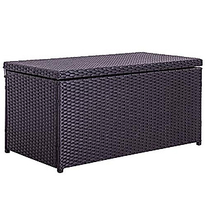 Sundale Outdoor Storage Box, 60 Gallon Patio Deck Boxes with Hinged Lid, Outdoor Wicker Cushion Storage Container Bin Chest for Cover, Pillow, Towel - Steel Frame, Classic Black