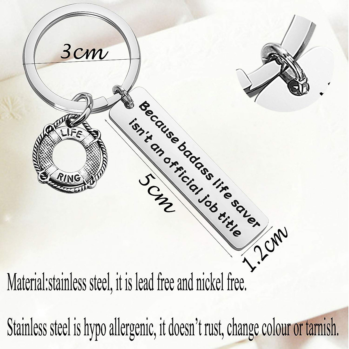 bobauna Lifebuoy Keychain Appreciation Gift For Life Saver Life Ring Preserver(badass lifesaver keychain)