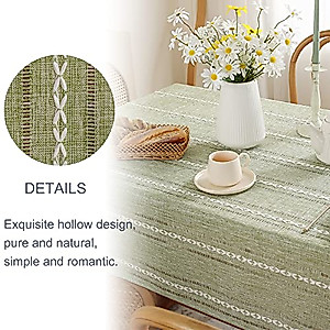 DOHIAYA Rustic Tablecloths for Rectangle Tables, Hemstitched Embroidered Cotton Linen Table Cloth for Kitchen Dining Room, Party, Christmas (Sage Green, 54" W X 70" L)