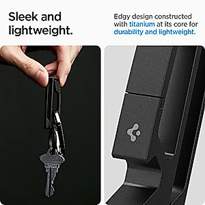 Spigen Metal Fit Titanium Belt Loop Key Ring Clip Holder, Car Keychain Key Clip for Belt, Bottle Opener Key Chain Ring for Men and Women - Black