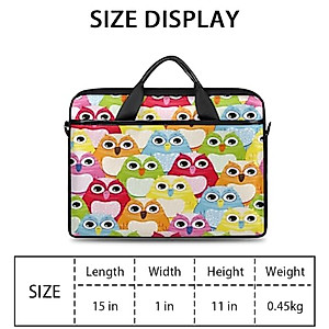 Cartoon Owls Laptop Computer Bag Waterproof Shoulder Messenger Bag 13-15 inch Durable Laptop Tote Bag with Shoulder Strap Handle Lightweight Crossbody Briefcase