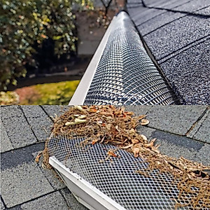 6 inch x 50 feet Aluminum Gutter Guard, Leaf Filter Gutter Protection Roll Aluminum Gutter Mesh for Leaves, Twigs, Branches.
