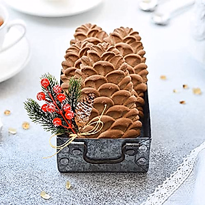 Cosybeau Custom Cookie Stamps Molds for Springerle, Tragacanth, Marzipan, Russian Pryanik, Gingerbread, Lebkuchen and Tirggel, Wooden Cookie Press for Baking DIY Thanksgiving Christmas (Pine Cones)