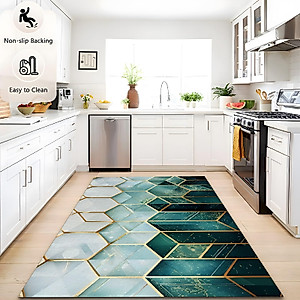 Area Rug 5x7 Rugs for Kids Bedroom, Rectangular Geometric Marble Texture Green Soft Faux Wool Non Slip Non Shedding Rug Low Pile are Not Stumbling for Office Living Room End Table Nursery Door Mat