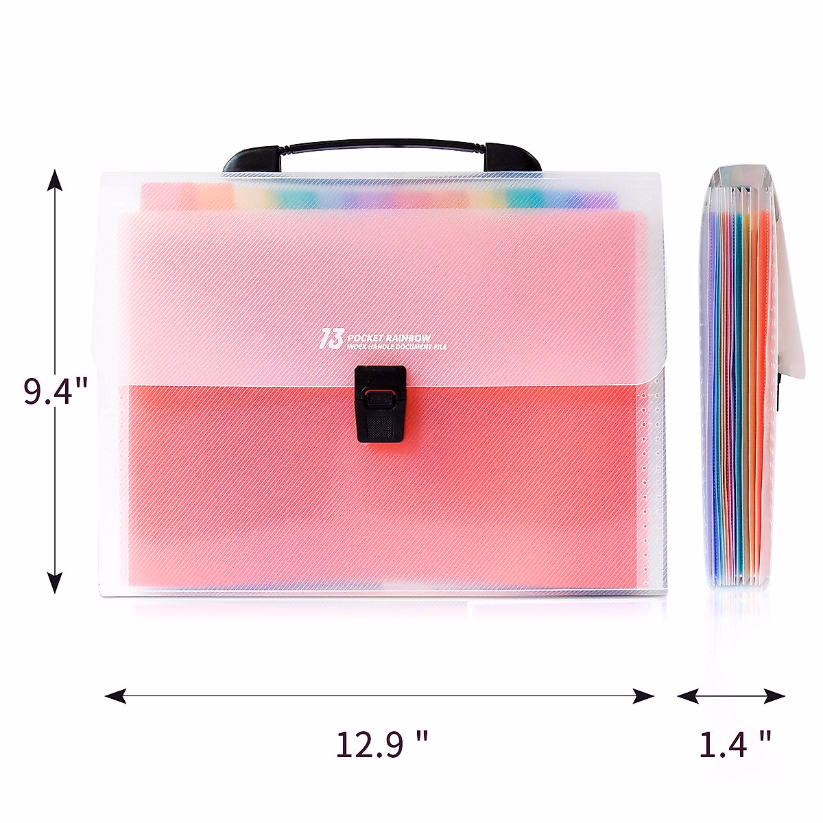 13 Pocket Portable Expanding File Folders, Accordion File Document Organizer with dividers for Any Paper and Document - Rainbow