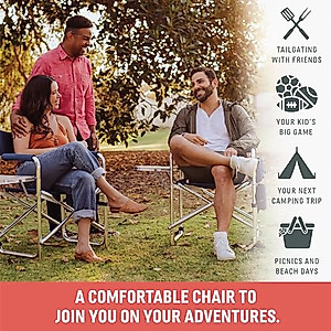 ONIVA - a Picnic Time brand - Sports Chair with Side Table, Beach Chair, Camp Chair for Adults, (Navy Blue)