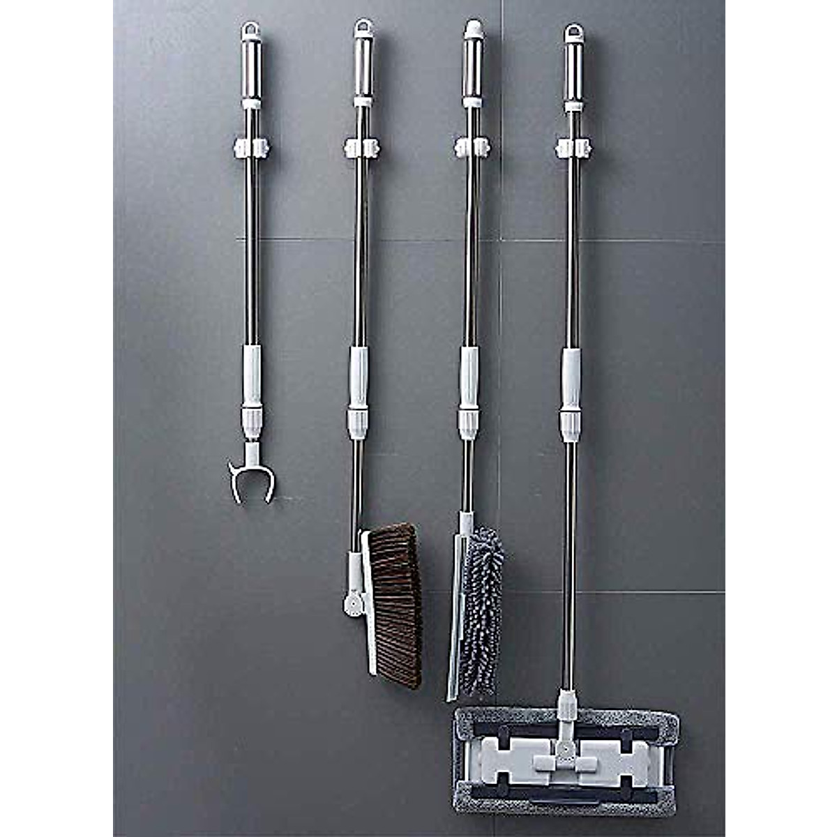 NEEMAY Broom Holder Wall Mounted, Mop Holders Broom Grippers Mop Racks Broom Holders Self Adhesive Hanger No Drilling Broom Holder Storage & Organization for Kitchen, Bathroom, Garden (6 PCS)