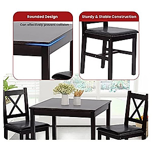 FDW Wooden Kitchen Dining Table and Chairs for Saving Space Dinning Room Restaurant Pub,Dark Brown