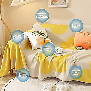 Meekid Yellow Flower Soft Blanket Sofa Covers for 3 Cushion Couch - Ultimate Comfort