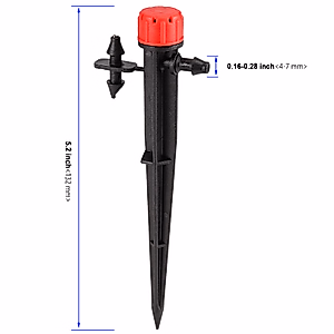 KOHAND 200 Packs 1/4 Drip Irrigation Emitters, 360 Degree Adjustable Irrigation Drippers for Tube Drip Spray Emitters for Garden, Patio, Lawn, Flower Bed